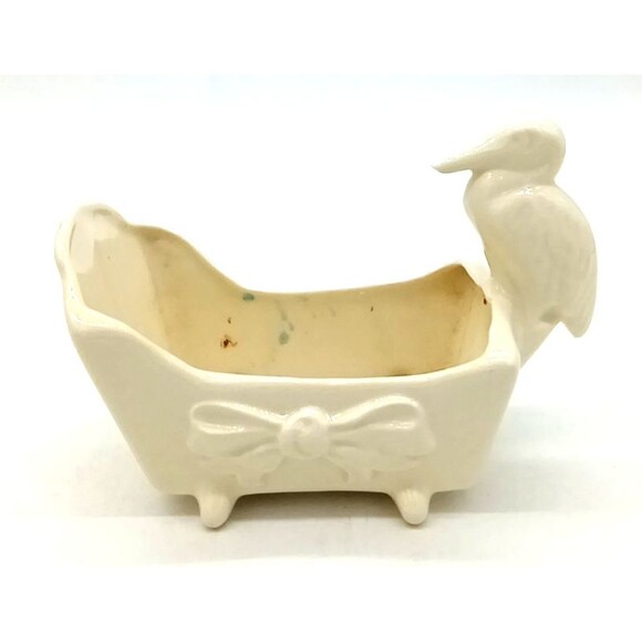 Haeger | Accents | Vintage Mcm Haeger Pottery Storkbird Cradle Ivory ...